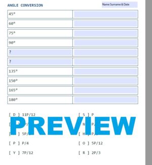 CONVERSION WORKSHEETS: UNITS OF ANGLE | Made By Teachers