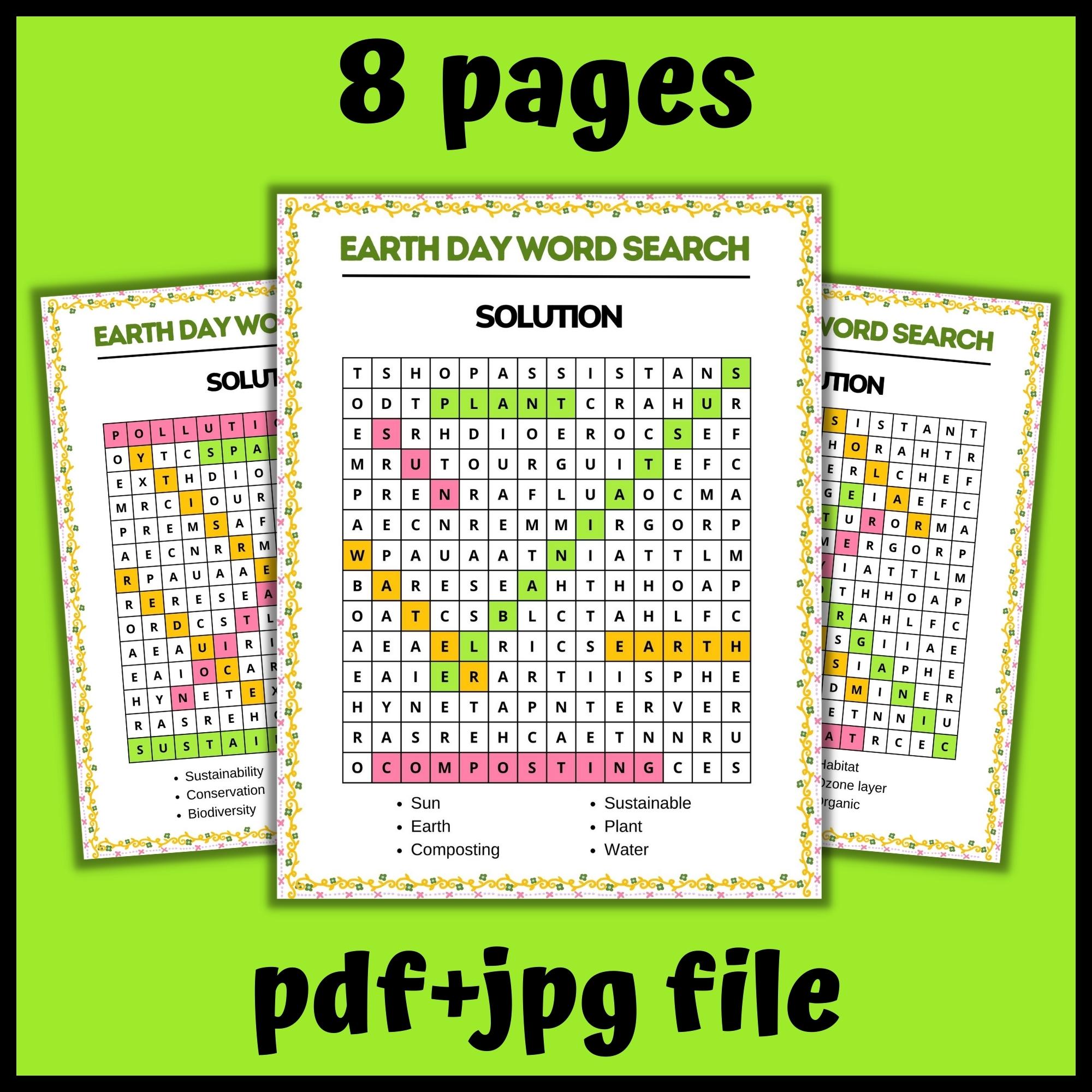 Earth Day Word Search Puzzle | Earth Day Vocabulary Worksheets | Made ...