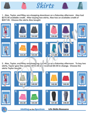 Money Math Life Skills Worksheet - Level 1 Clothes Shopping | Made By ...