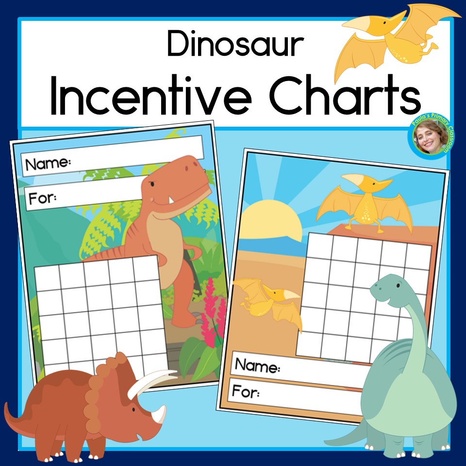Incentive Charts Dinosaur Theme | Color and Blackline | Made By Teachers
