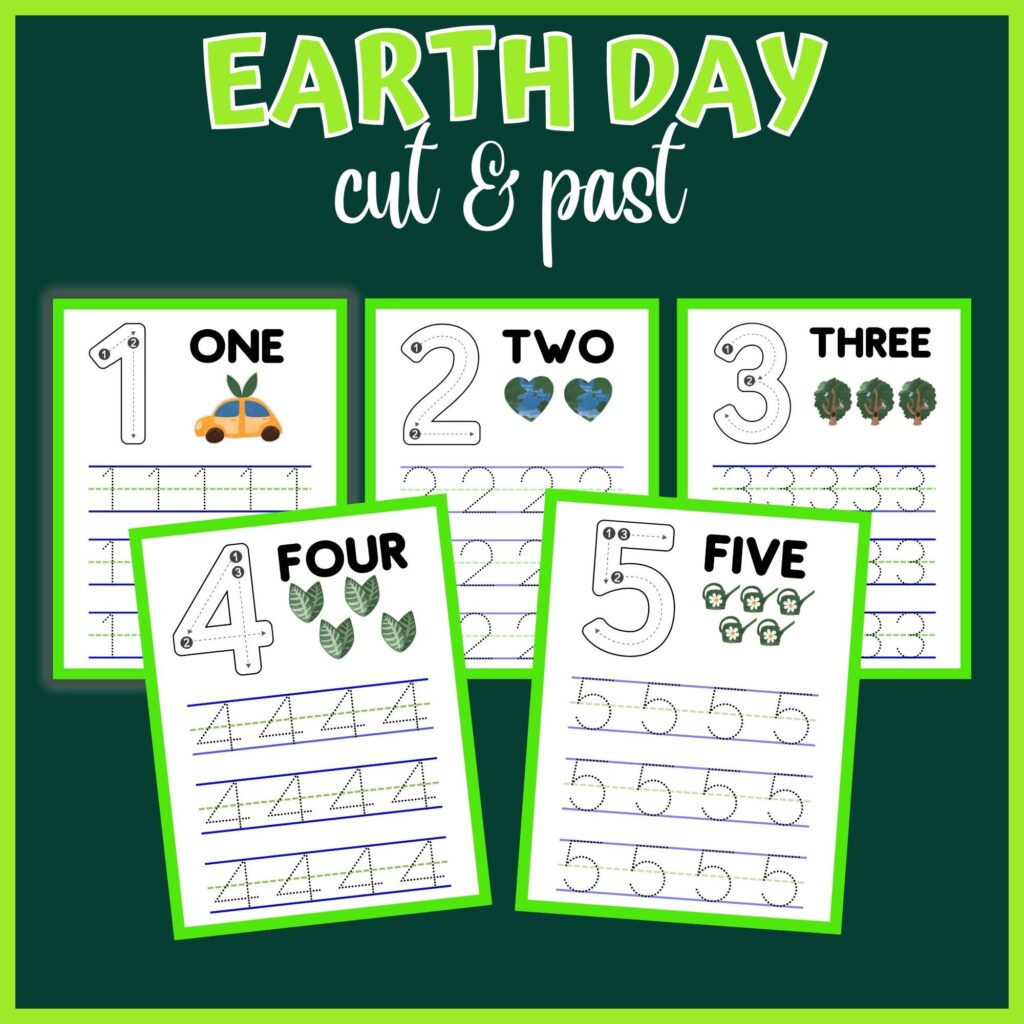 Earth Day Numbers Tracing Activity | Kindergarten Earth Day Learning ...