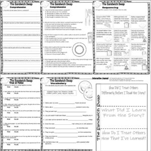 The Sandwich Swap Book Companion Reading Comprehension Worksheets ...