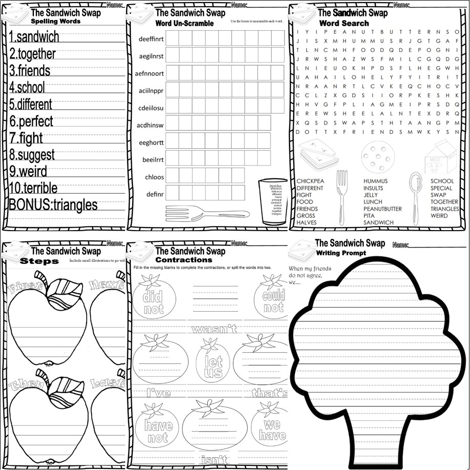 The Sandwich Swap Book Companion Reading Comprehension Worksheets ...