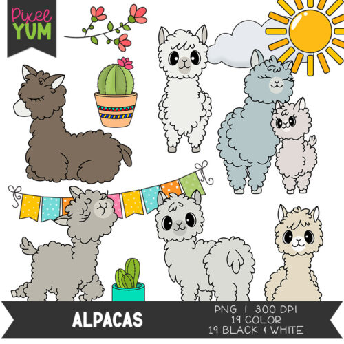 Alpaca Clipart - Cute Animal Clip Art - Commercial Use OK | Made By ...