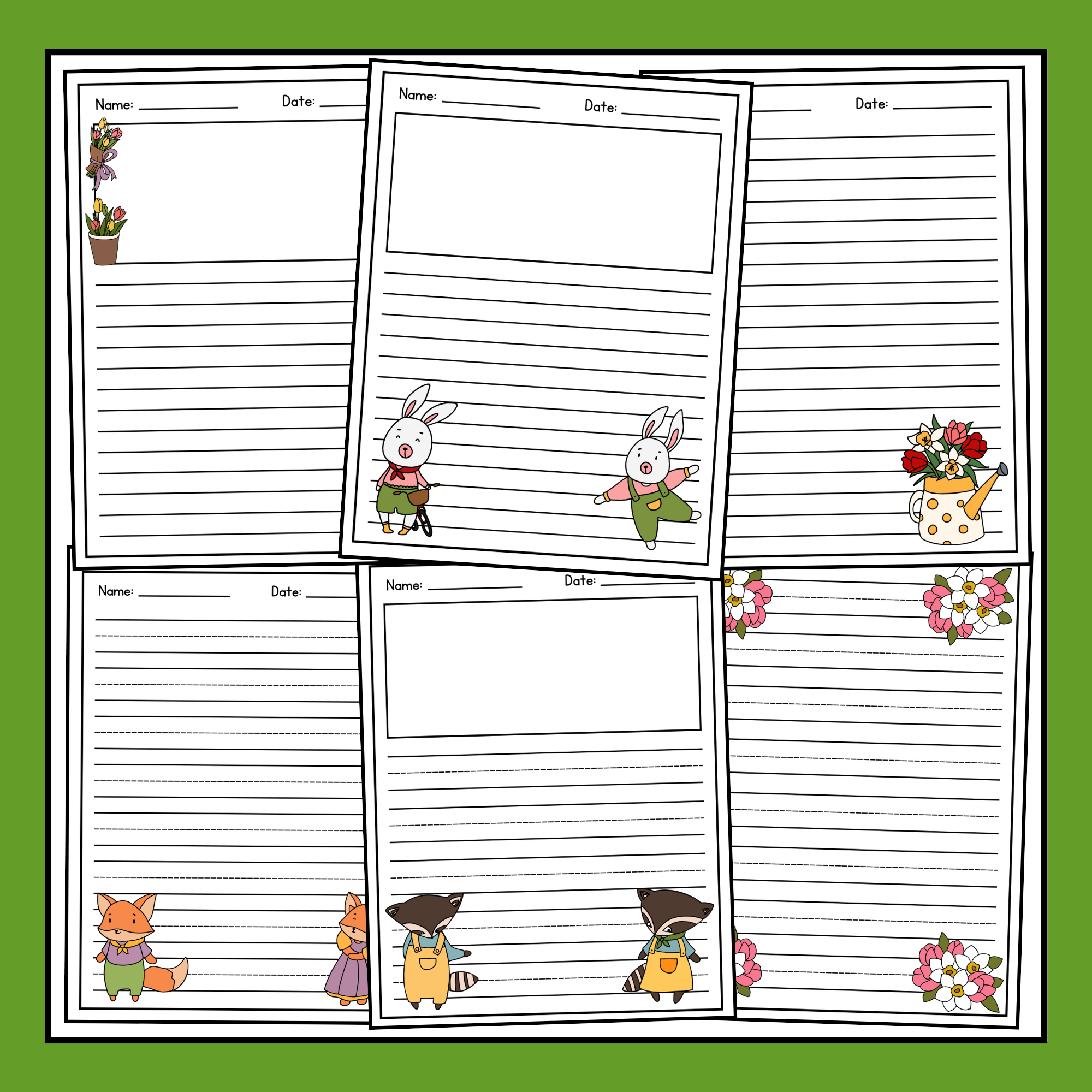 Spring Writing Paper with Lines for Primary and Elementary | Made By ...