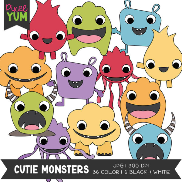 Cute Monsters Clipart - Commercial Use OK | Made By Teachers