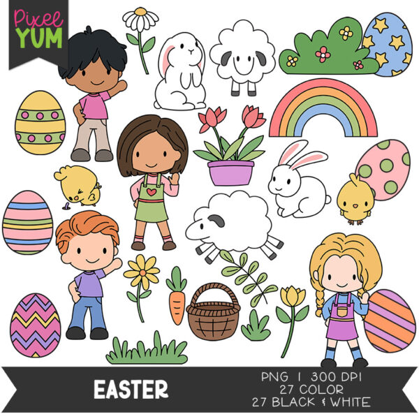 Easter Clipart - Cute Spring Clip Art - Commercial Use OK | Made By ...
