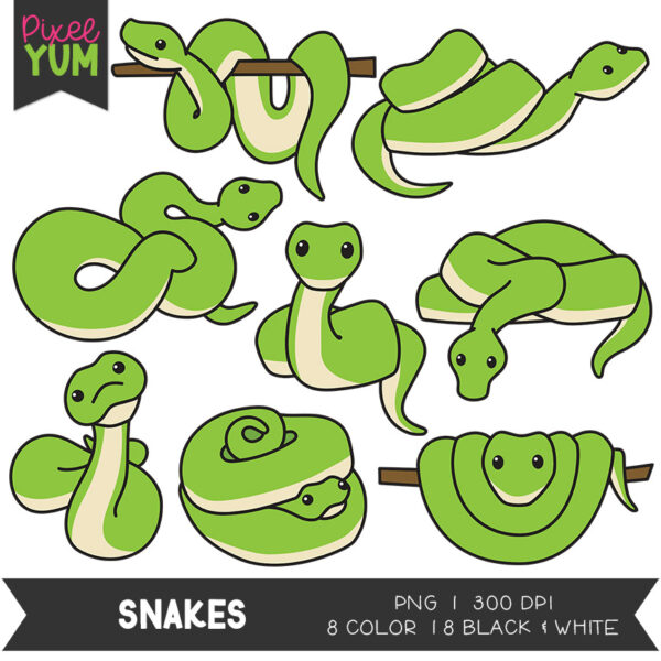 Snake Clipart - Cute Reptile Clip Art - Commercial Use OK | Made By ...