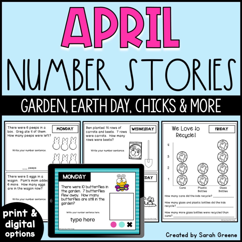 April Number Stories (printable and digital versions) | Made By Teachers