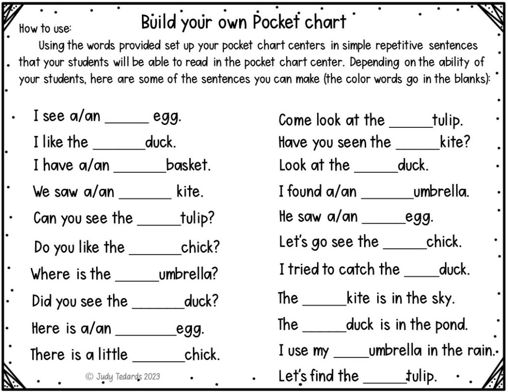 Build Your Own Pocket Chart Sentences {Spring Theme} | Made By Teachers