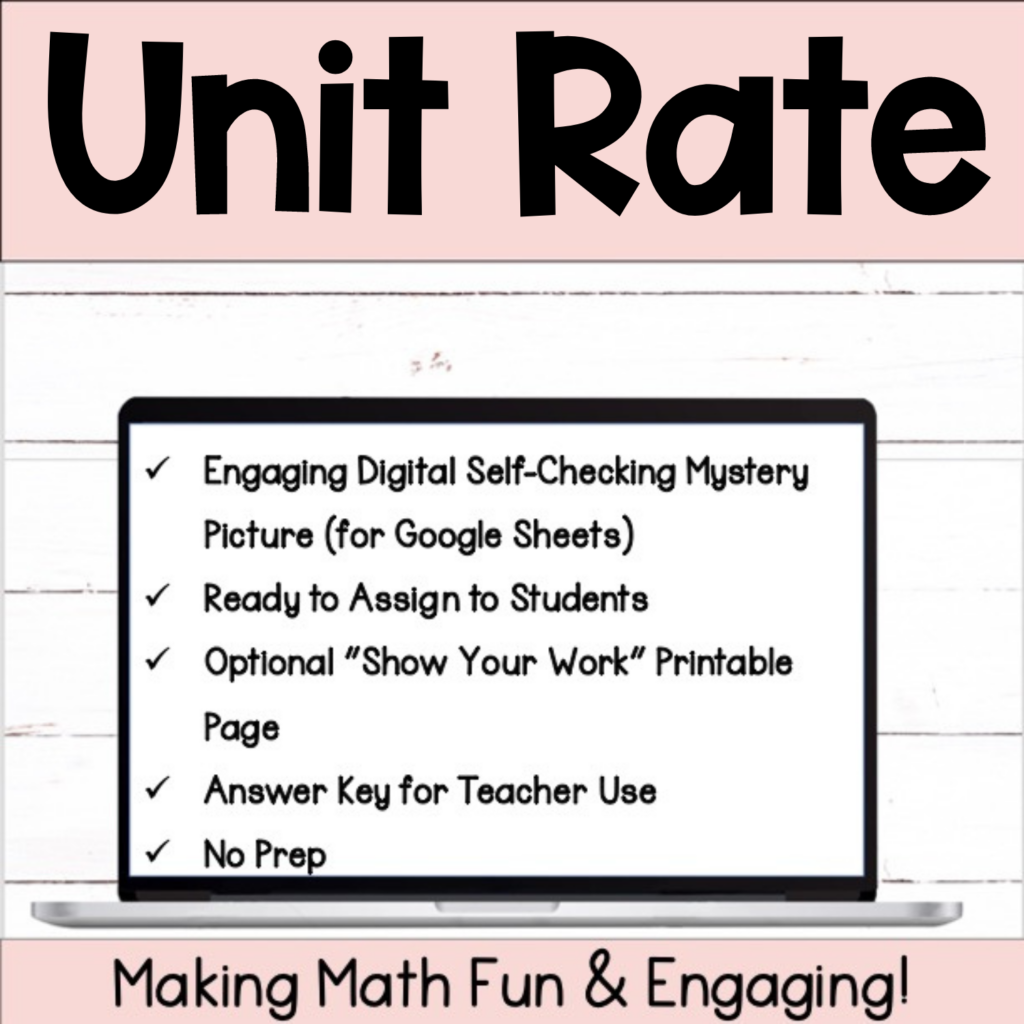 Unit Rate Digital Self-Checking Digital Activity | Made By Teachers