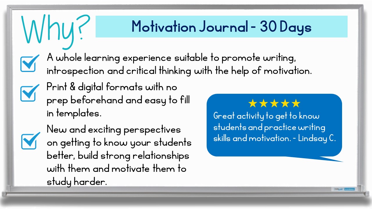 Motivation Journal - SEL Writing Journaling Activities - Print and ...