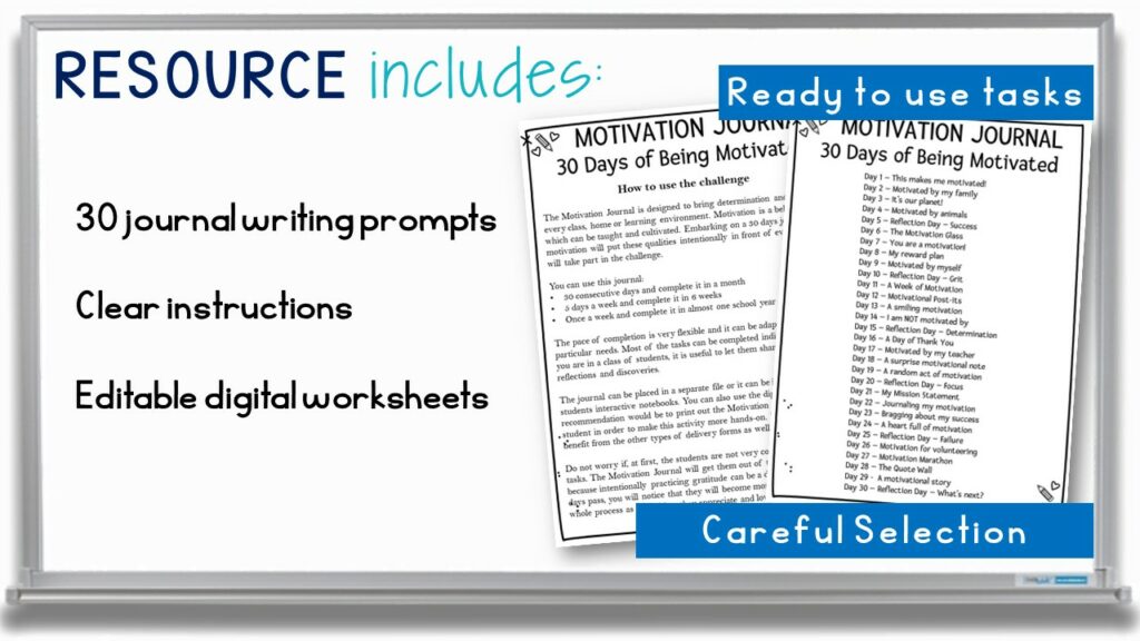 Motivation Journal - SEL Writing Journaling Activities - Print and ...