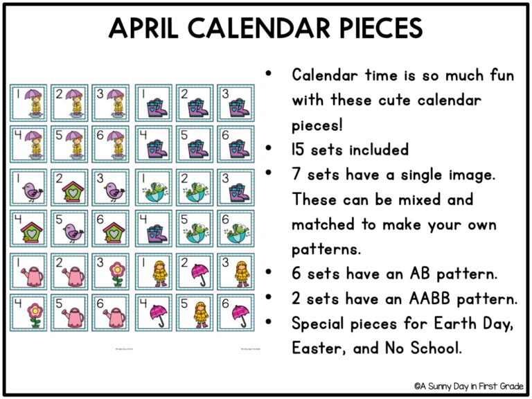 April Calendar Pieces - Made By Teachers