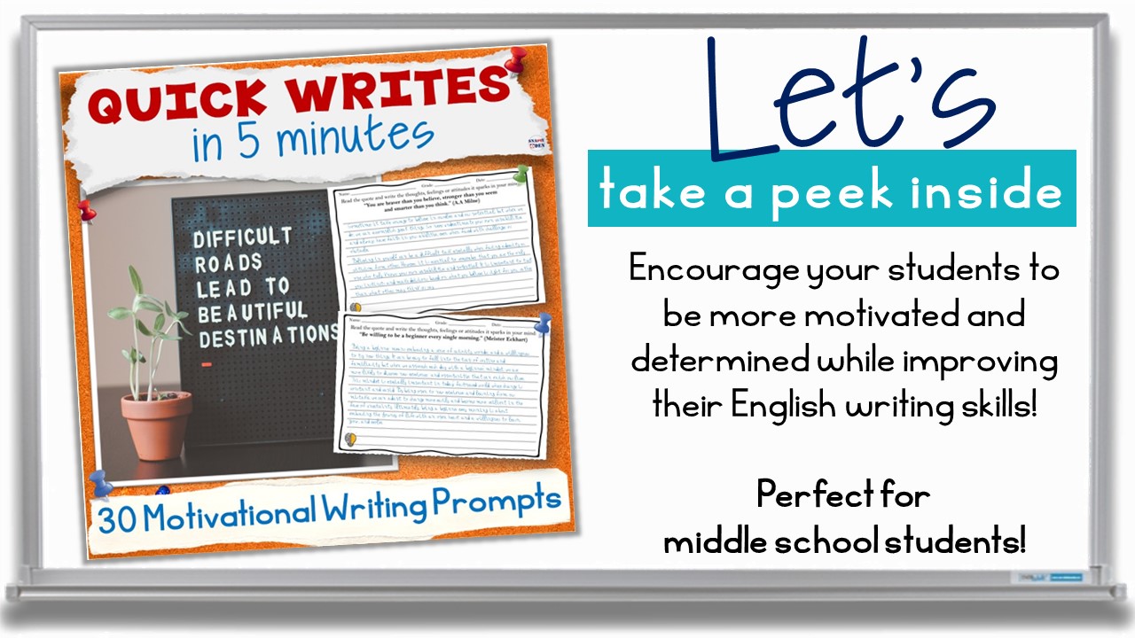 Quick Write Prompts - Motivational Writing Morning Work - Print and ...