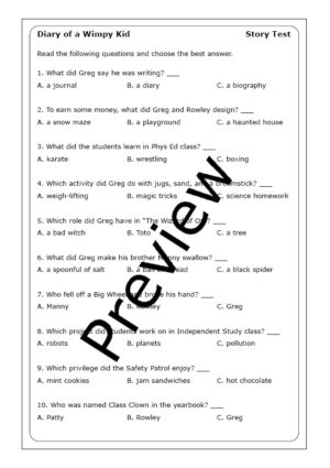 Jeff Kinney "Diary of a Wimpy Kid" (Book #1) worksheets | Made By Teachers