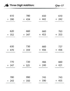 30 Days challenge Three digit addition worksheets | Made By Teachers