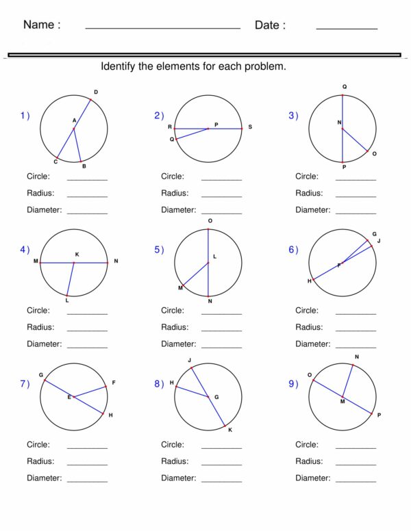 Identify Circle, Radius, and Diameter - Circle Worksheets | Made By ...
