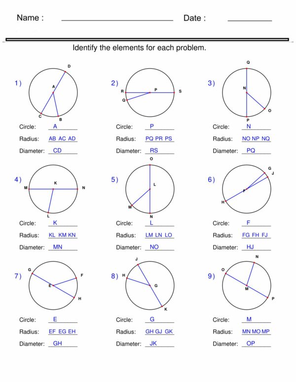 Identify Circle, Radius, and Diameter - Circle Worksheets | Made By ...