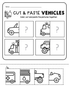 Creative Cut-and-Paste Worksheets to Learn About Vehicles | Made By ...
