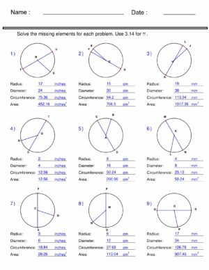 Circumference, Area, Radius, and Diameter - Circle Worksheets | Made By ...