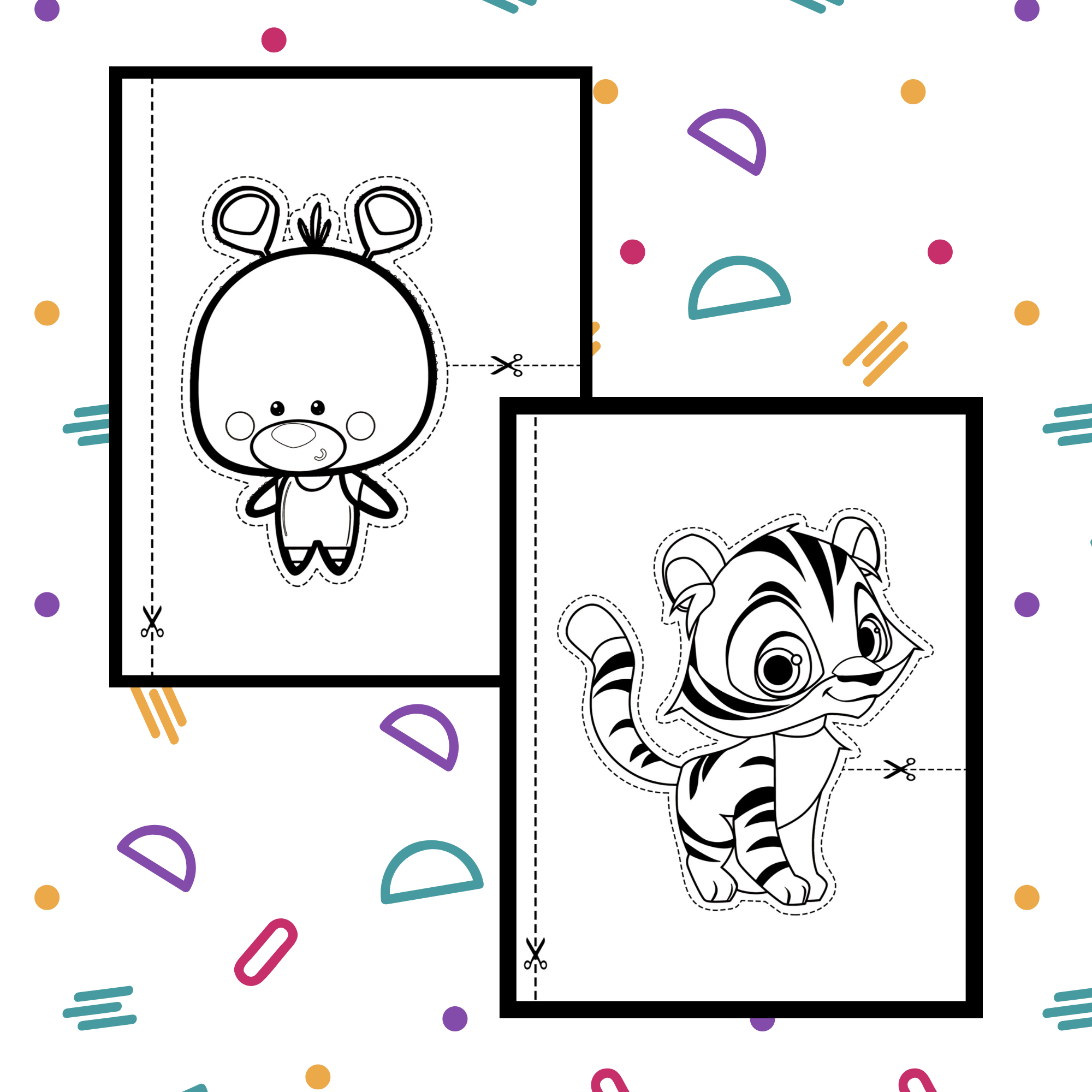 Cute Animals Scissor Skills Cutting Practice Worksheets – Color Cut and ...