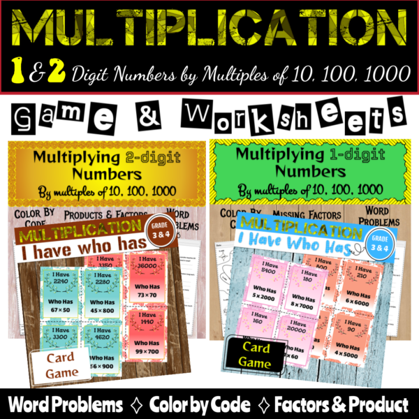 Multiplying 1 & 2 Digit Numbers by Multiples of 10, 100, 1000 Game ...