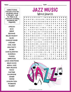 JAZZ MUSIC Word Search Puzzle Worksheet Activity | Made By Teachers