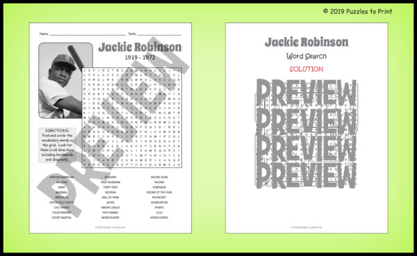 JACKIE ROBINSON Biography Word Search Puzzle Worksheet Activity | Made ...