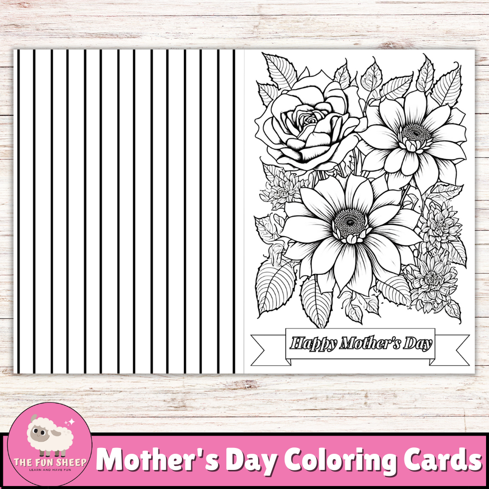 Mother's Day Coloring Cards | Mother's Day Coloring Craft Card ...