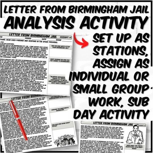 Letter from Birmingham Jail Close Read and Hexagonal Thinking Graphic ...