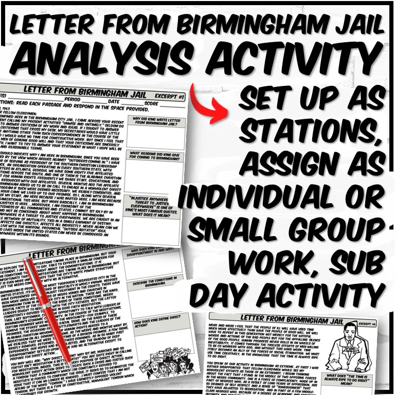 Letter from Birmingham Jail Close Read and Hexagonal Thinking Graphic ...