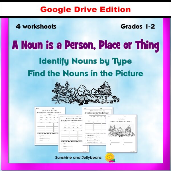 A Noun is a Person, Place or Thing - 4 worksheets - Grades 1-2 - CCSS ...