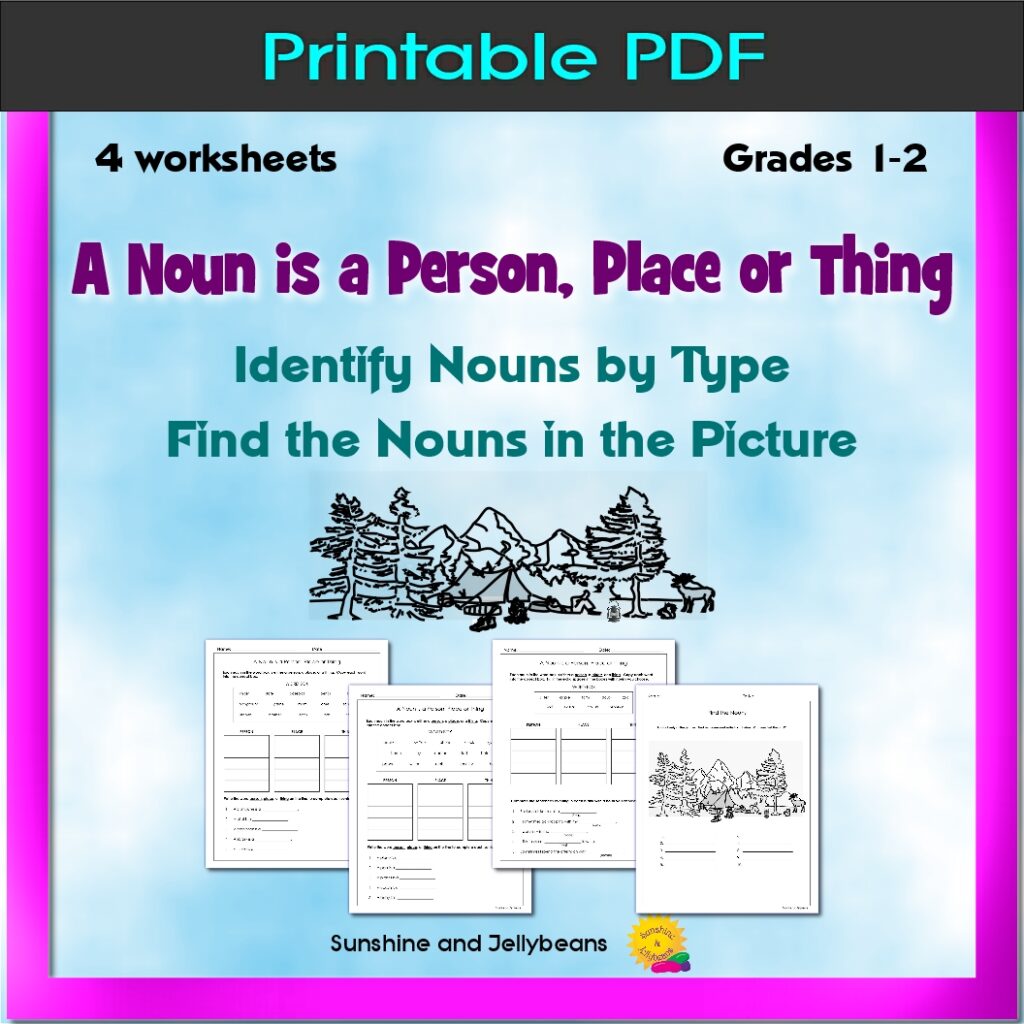 A Noun is a Person, Place or Thing - 4 worksheets - Grades 1-2 - CCSS ...