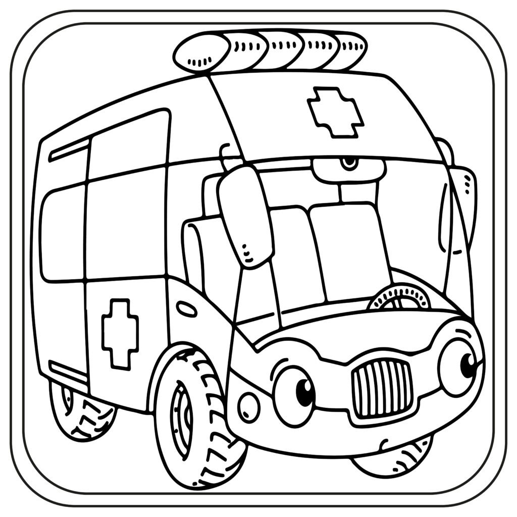ambulance Coloring Pages Preschool | Kindergarten | First Grade | Made ...