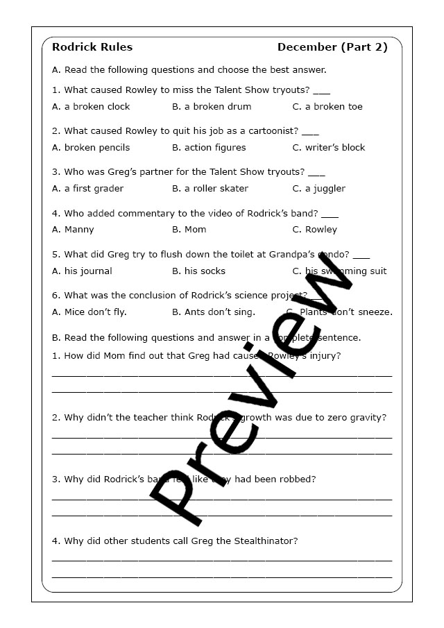 Jeff Kinney "Rodrick Rules" worksheets | Made By Teachers