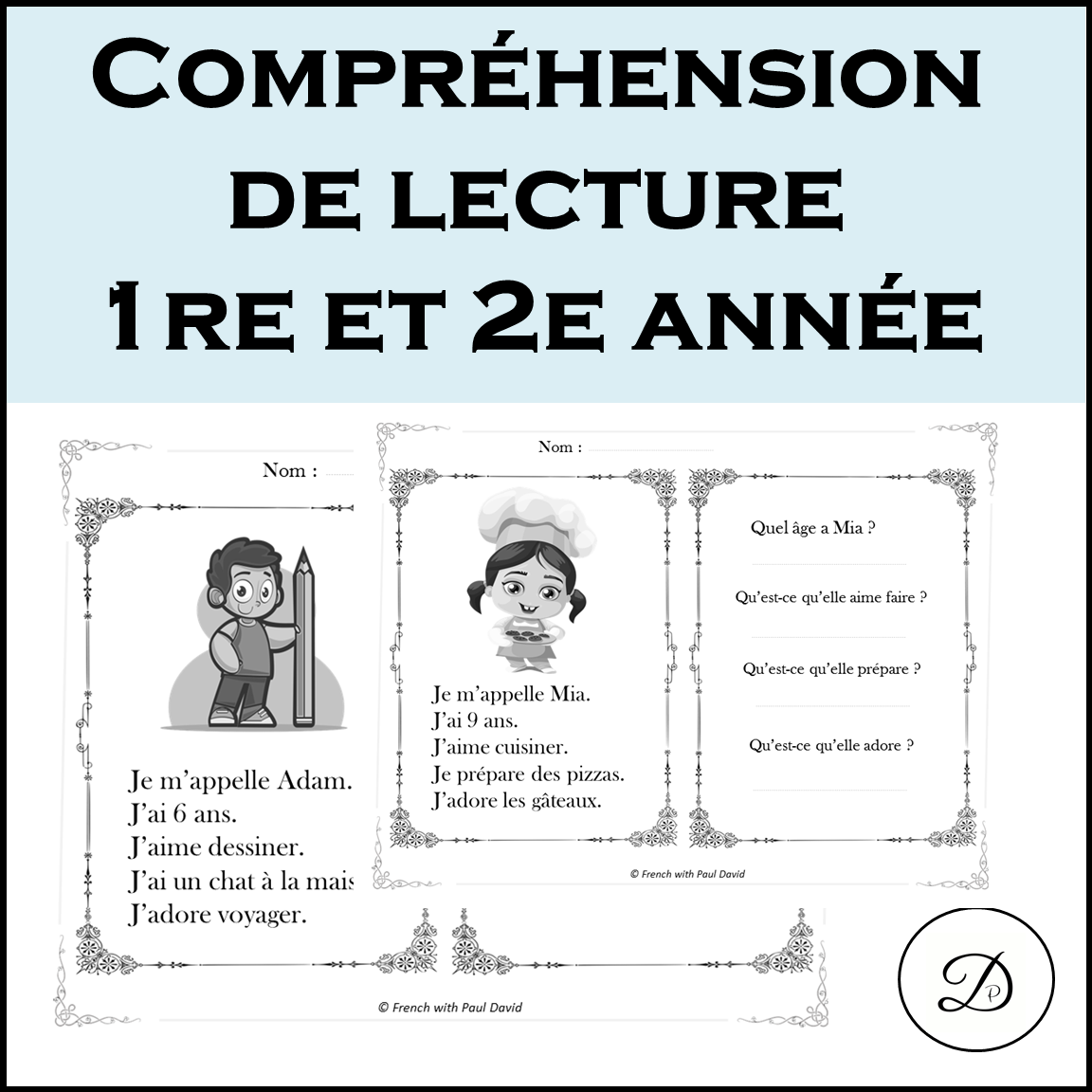 Compréhension de lecture 1re et 2e année - French easy reading ...