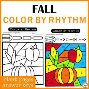 Fall Color by Rhythm Activities | Music Color by Code | Standard ...