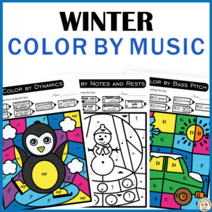 Winter Music Color by Code Worksheets | Notes Rests Dynamics Treble ...