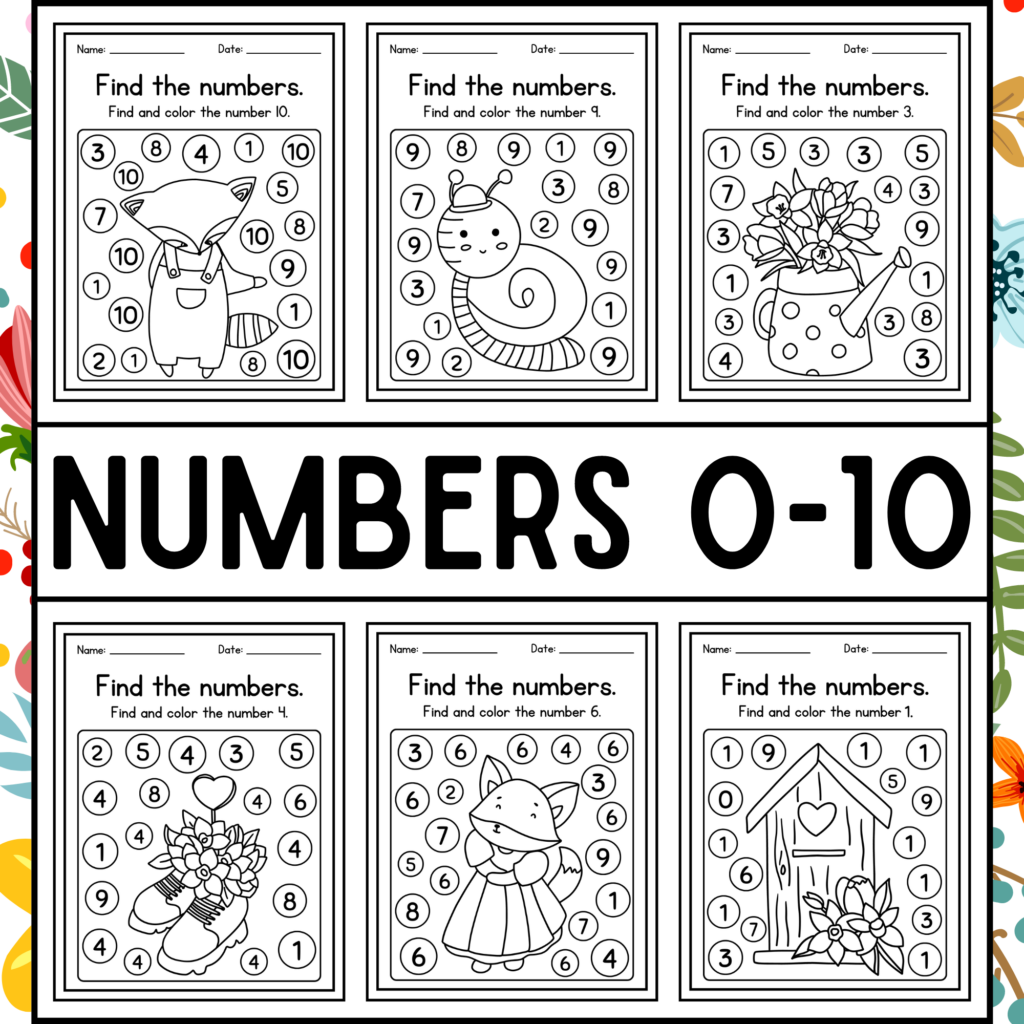 Find The Number: Spring Number Recognition Worksheets - Spring Math ...