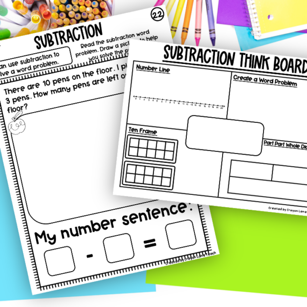 Subtraction Strategies Worksheets Number Line Ten Frames Word Problems ...