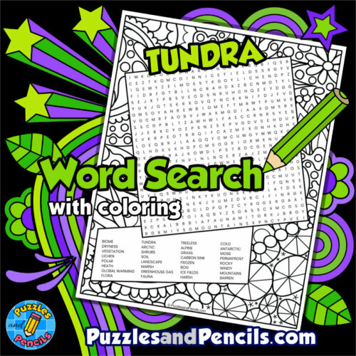 Tundra Word Search Puzzle with Coloring | Biome Wordsearch | Made By ...