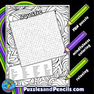 Aquatic Word Search Puzzle with Coloring | Biome Wordsearch | Made By ...