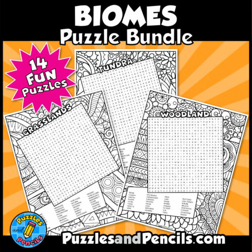 Biomes Word Search Puzzle BUNDLE | 14 Wordsearch Puzzles | Made By Teachers