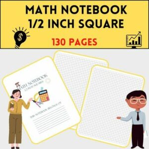 math notebook 1/2 inch square | Graph Paper | 130 pages | Made By Teachers