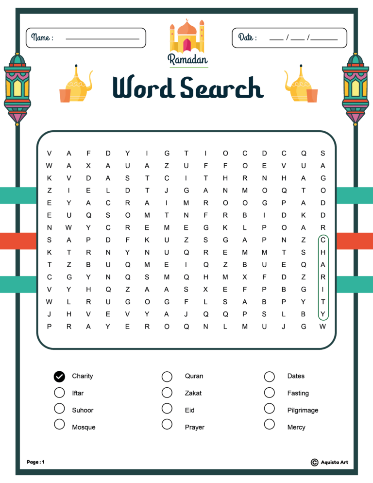 Ramadan Word Search Printable | Celebrate the Holy Month with Fun and ...