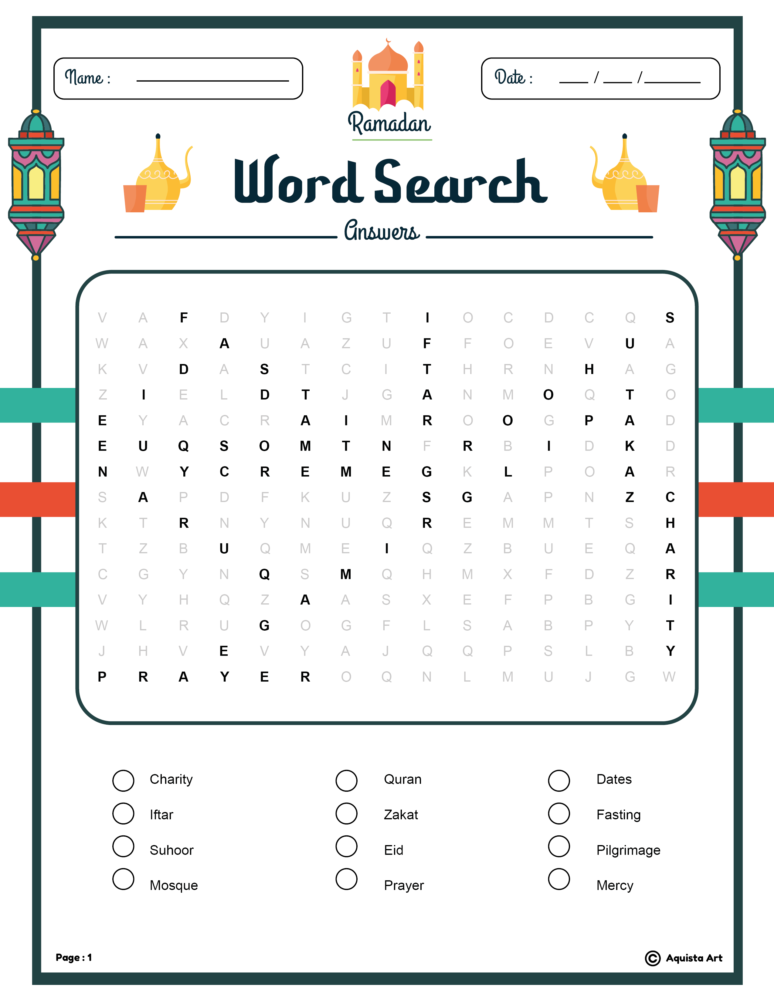 Ramadan Word Search Printable | Celebrate the Holy Month with Fun and ...