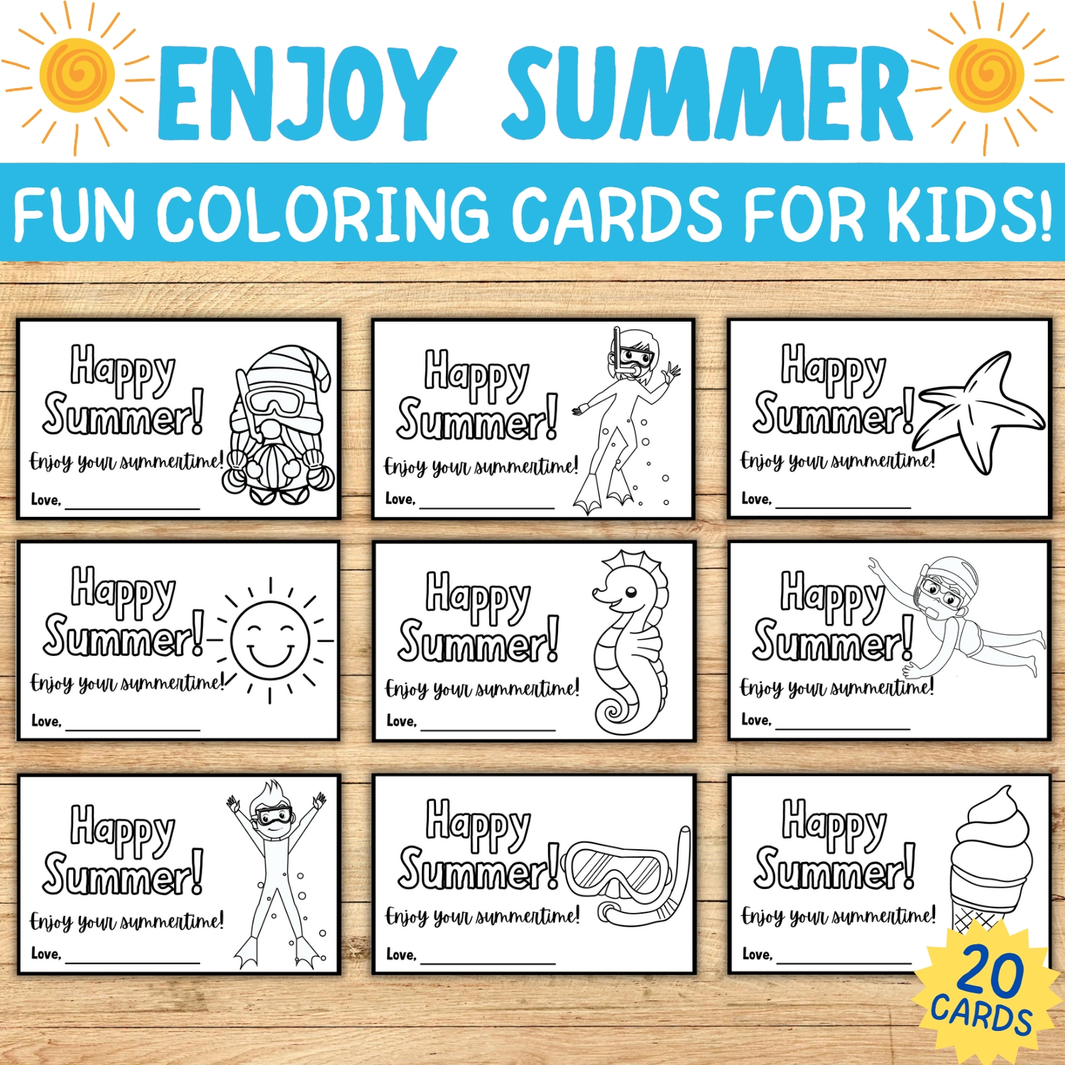 Celebrate the Summer Season with Fun and Engaging Coloring Cards For ...