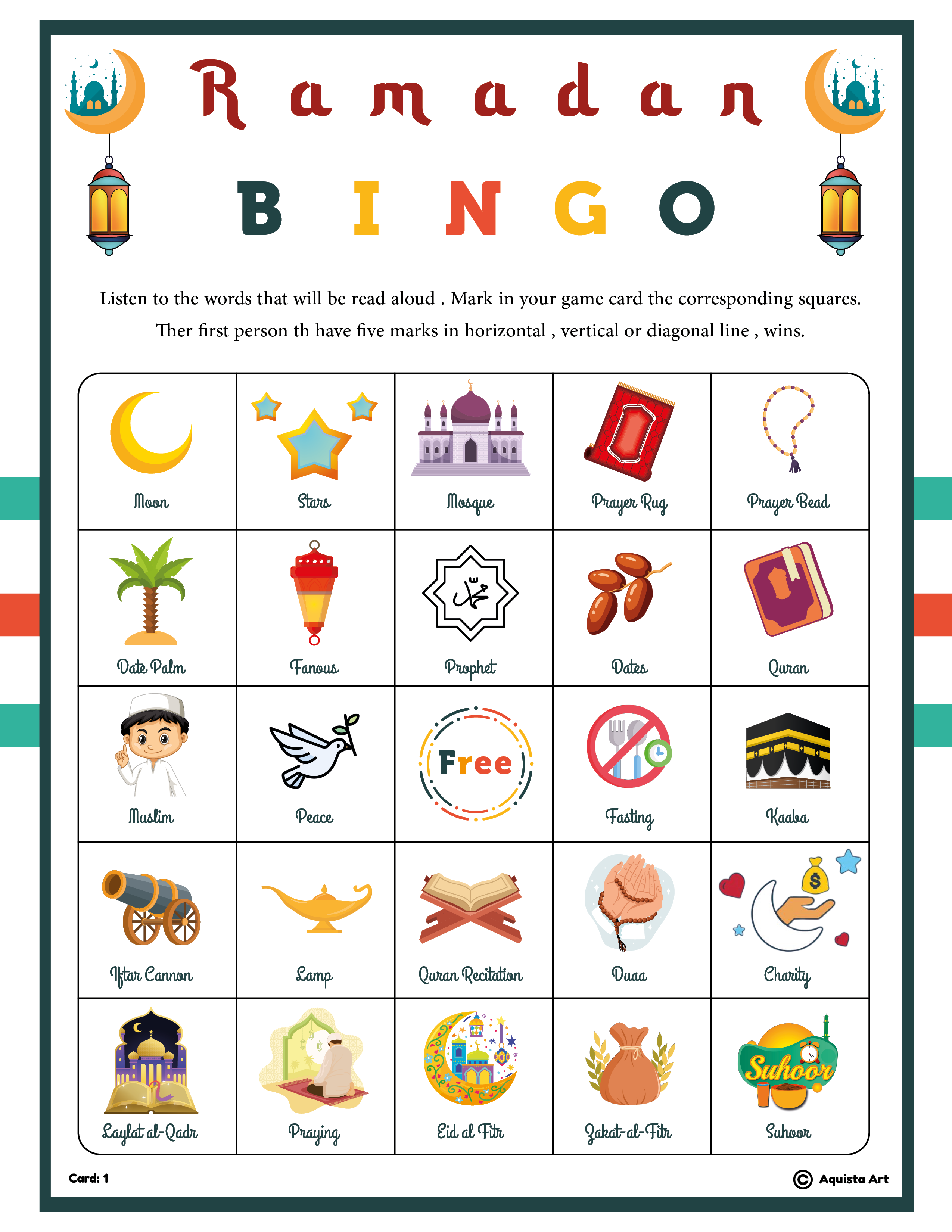 Ramadan Bingo Game | Fun and Engaging Game Cards for All Ages | Made By ...