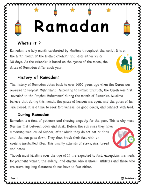 Ramadan Reading Comprehension Worksheets | Made By Teachers